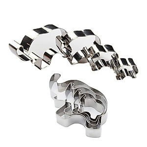 Elephant Cookie Cutter Set of 4 Counts Animal Biscuit Cutter Baby Shower Press Cookie Molds Stainless Steel Metal Fondant Cutter (Elephant Cookie Cutter)