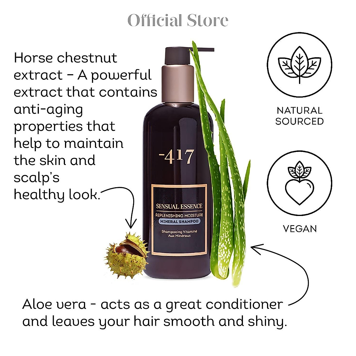 -417 Dead Sea Cosmetics Replenishing Moisture Mineral Shampoo - Cleansing & Nourishing - Perfect Solution For Beautiful Healthy Hair - with Aloe Vera & Sweet Almond Oil 11.83 fl oz.