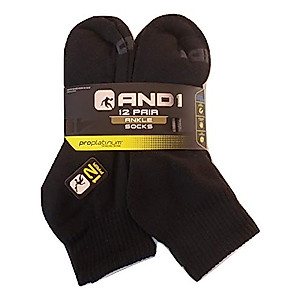 12 PAIRS AND1 Black Ankle Socks Mens Size 6-12.5 And 1 Proplatinum