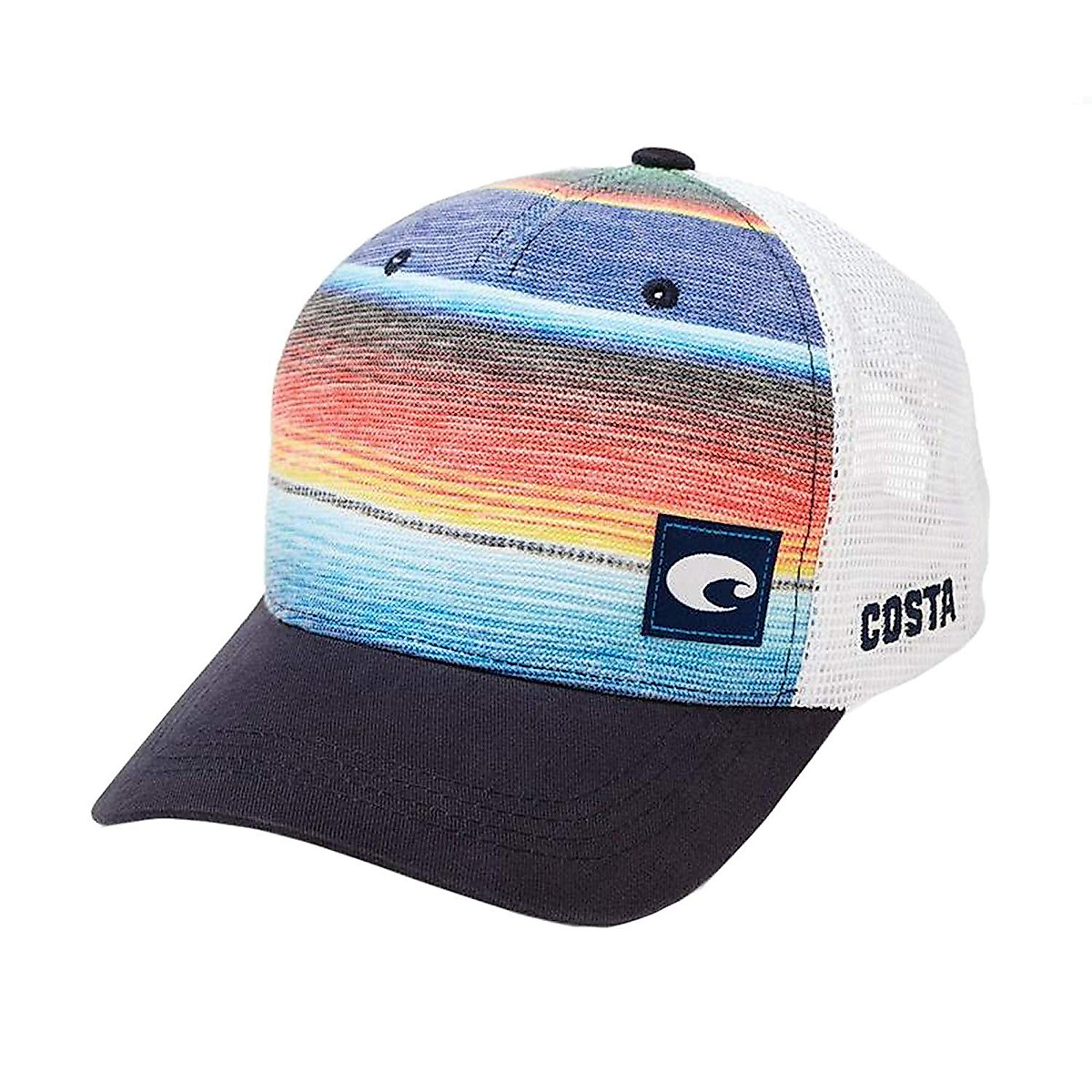 Costa Baja Stripe Trucker Hat, Blue