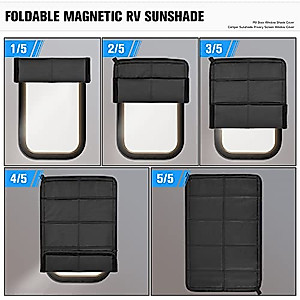 Maypott RV Door Shade Cover, Foldable RV Sun Shade Windshield Blackout Shower Curtains Coverage RV Accessories Fits for Most RV Interior Door Window Oxford Materials Black (25" X 16")