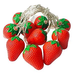 LEKIBOP 10LED Fruit Strawberry String Lights Battery Powered Indoor Outdoor Lighting Lamp for Wedding Home Birthday Garden Yard Patio Party Decorations