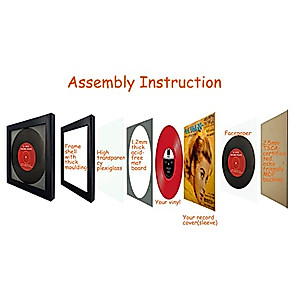 2 Pack, 45 Single 6 7/8" Vinyl Record Frame, Display 45 rpm Vinyl Record with Mat or 7" 45 rpm Vinyl Sleeve Art without mat, Wall & Tabletop Display