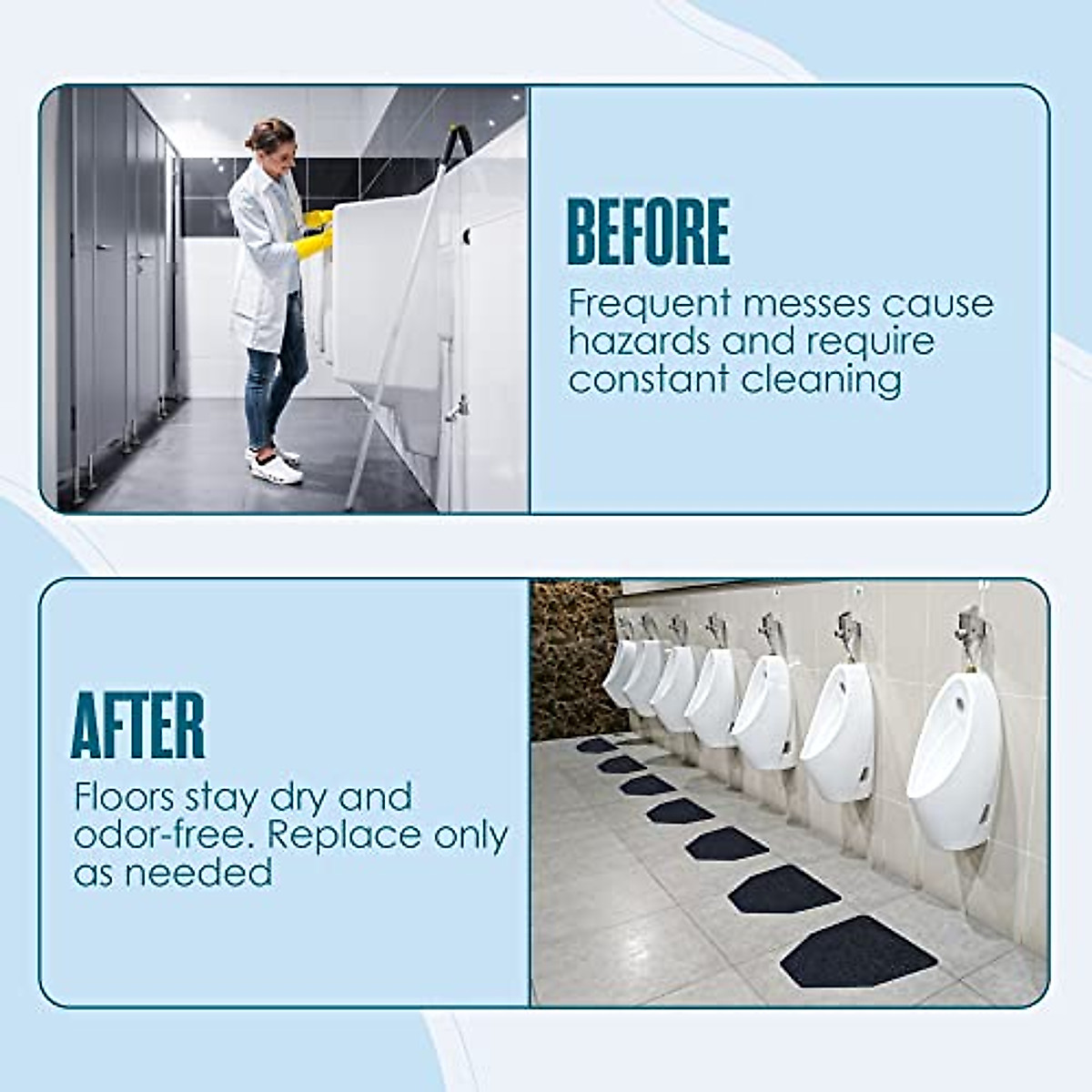 Houseables Urinal Mats, Floor Pads, 12 Pack, 17.25" x 20.5", Black, Blue, Homeplate, Polypropylene Fibers, Disposable, Splash Mat, Pee Pad, for Men’s Bathroom, Urine, Restroom, Eliminating Odor