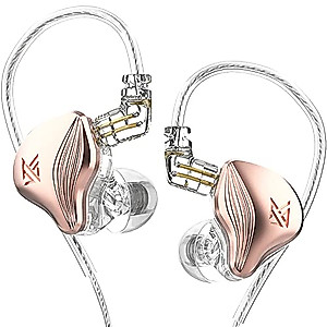 KZ ZEX Earbuds 1 electrostatic + 1 Dynamic Earphone in Ear Monitor Headphone with Detachable Cables Suitable for Audio Engineer, Musician (Rose Gold, Without Mic)