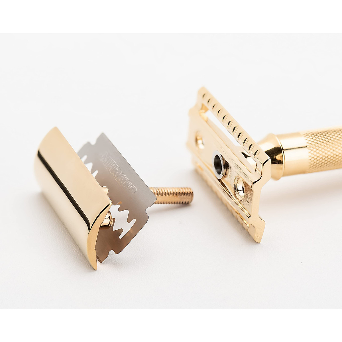 Merkur Classic 2-Piece Double Edge Safety Razor Gold Plated, 1 Count