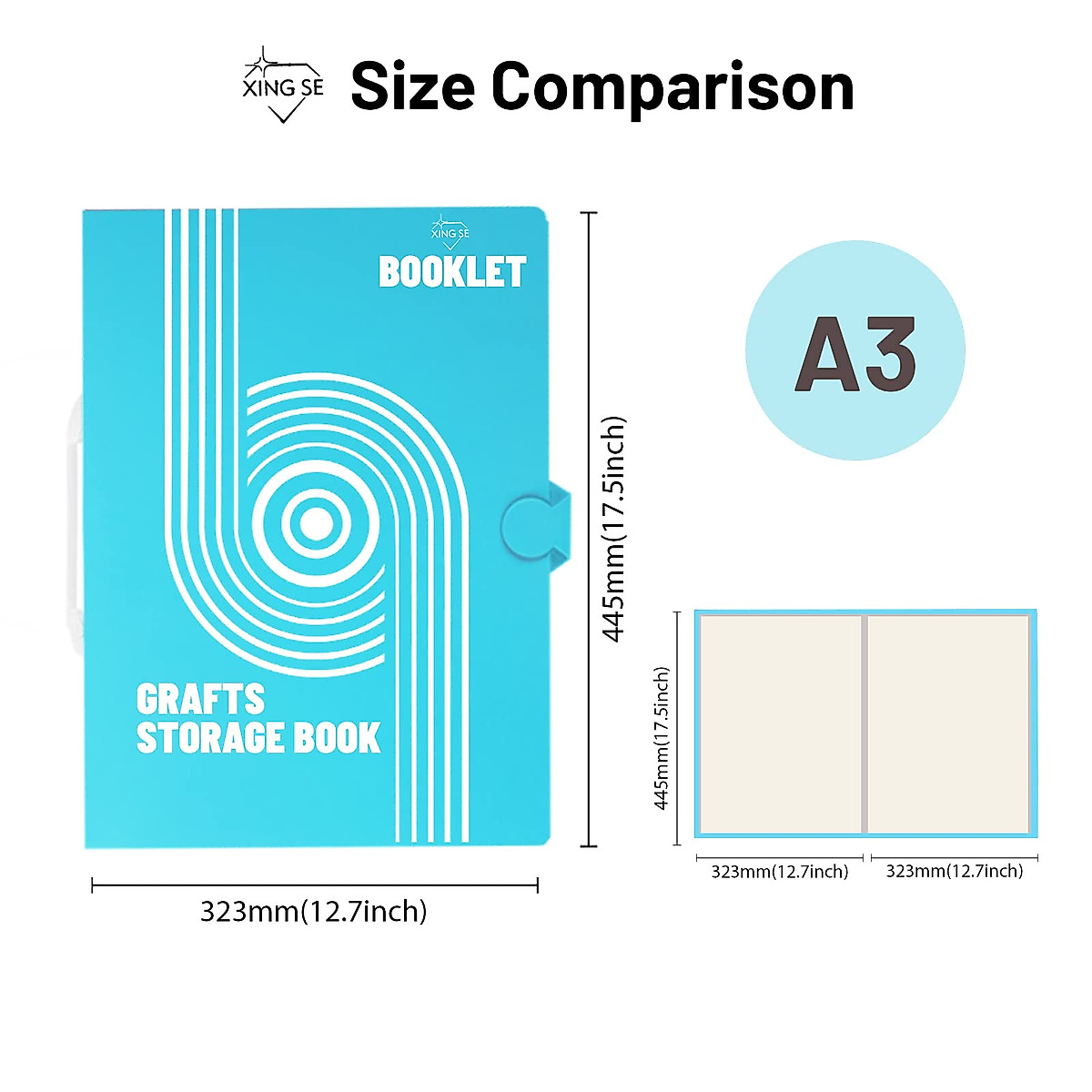 XINGSE A3 Art Storage Book A3 Diamond Painting Kit Storage Book Diamond Art Storage Room, 30 Inside Pages Suitable for Multiple Sizes