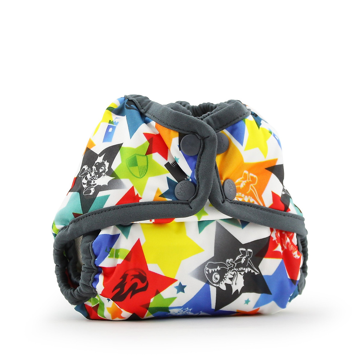 Kanga Care Rumparooz Double Leg Gusset Reusable Cloth Diaper Cover Newborn Snap | Dragons Fly - Castle 4-15 lbs