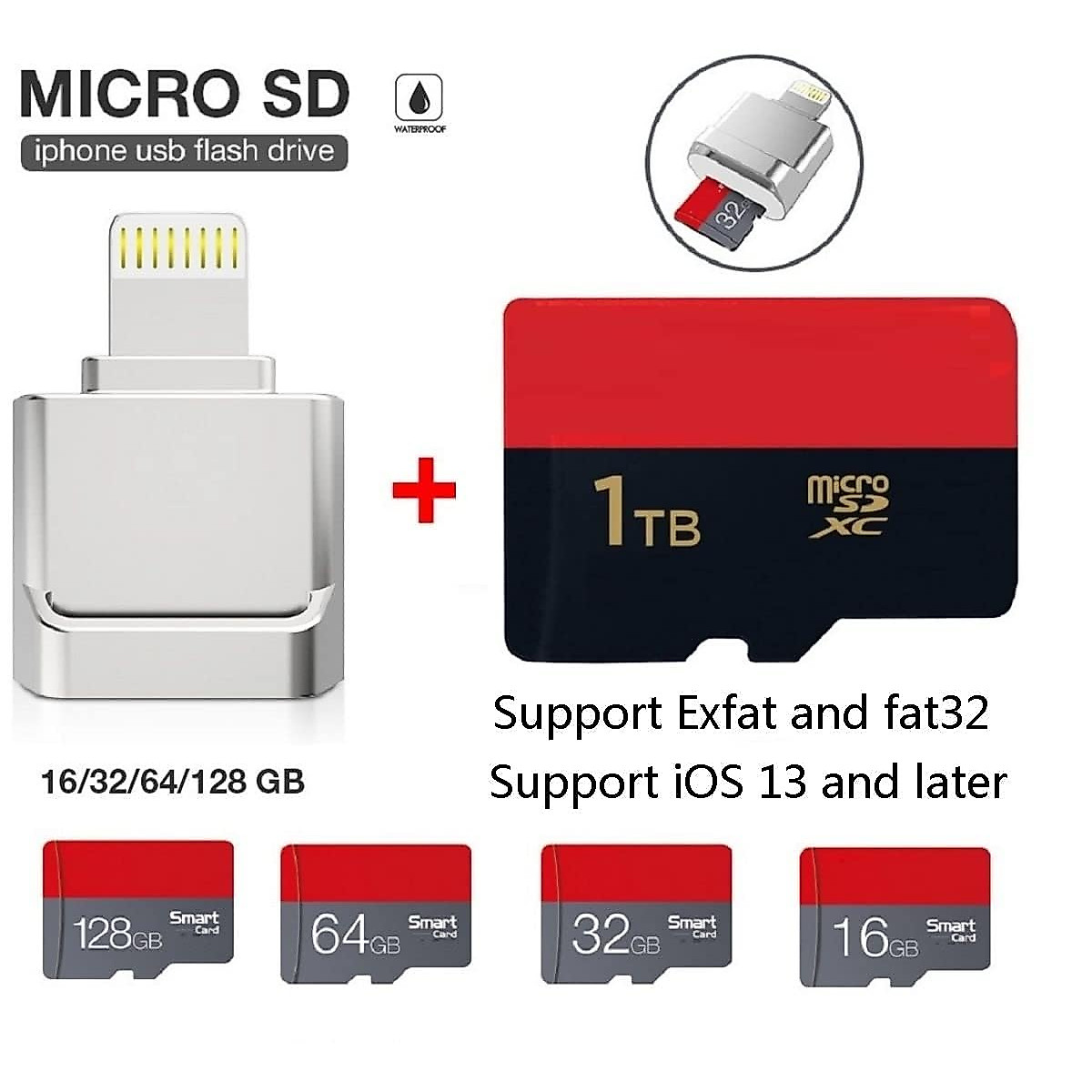 Apple MFi Certified Lightning to Micro SD Card Reader for iPhone, iPad - Supports iOS 13, exFAT & FAT32