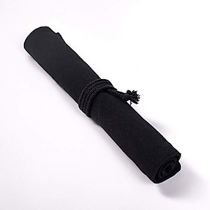 Canvas Roll Up Paint Brush Holder 20-Slot Artist Roll Makeup Brushes Case Pouch Bag Organizer Lightweight (Black)