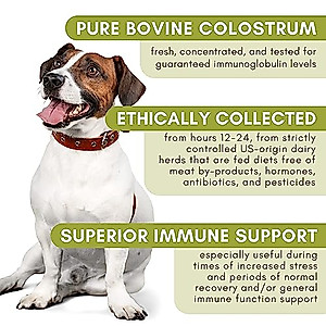 Wholistic Pet Organics: Bovine Colostrum Powder for Dogs and Cat Organic Dog Immune Supplement for Allergy and Itch Relief Colostrum for Puppies Allergy Medication for Dogs (2 oz)