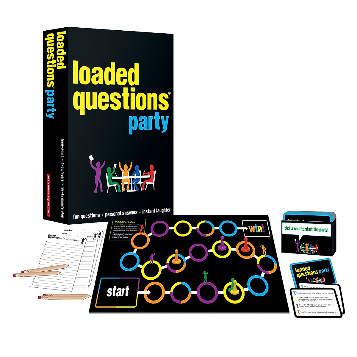 All Things Equal, Inc. Loaded Questions Party - An Epic Party Game of Fun Questions, Personal Answers and Instant Laughter, 4 to 8 Players