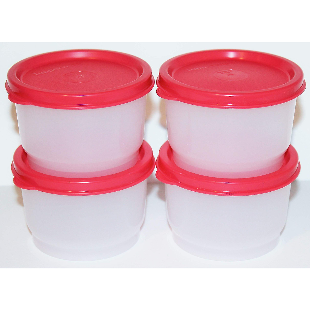 Tupperware Lunch Container Snack Cup Set of 4 Containers with Red Seals (4 ounces each)