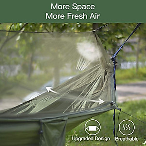 Miztli Camping Hammock with Net, Portable Lightweight Outdoor Hammock Tree Travel Backpacking Hammock Tent with 20Ft(Total) Tree Straps, Perfect for Camping Hiking Yard Adventure Survival