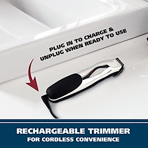 Wahl Cordless Rechargeable Beard Trimmer for Men with Self-Sharpening Blades, Travel Lock, & 14 Cutting Lengths – Model 9916-4301V