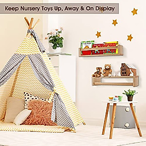 weiff Floating Shelves Set of 2, Wall Mount Bookshelves Rubber Wood Wall Decor Shelf for Kids Room, Bedroom/Bathroom/Living Room/Kitchen Storage & Decoration