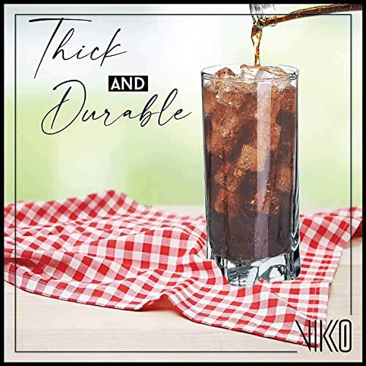 Vikko Drinking Glasses, 12 Oz Drinking Glasses Set of 6, Crystal Clear Glass Cups for Water or Juice, Highball Glass Tumbler & Water Glasses for Drinking…