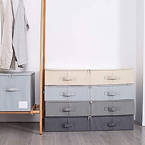 iwill CREATE PRO Ultra Large Size Underbed Storage Bins Set, Folding Washable, Good for Duvets, Blankets, Shoes, Garment Organizer, Beige