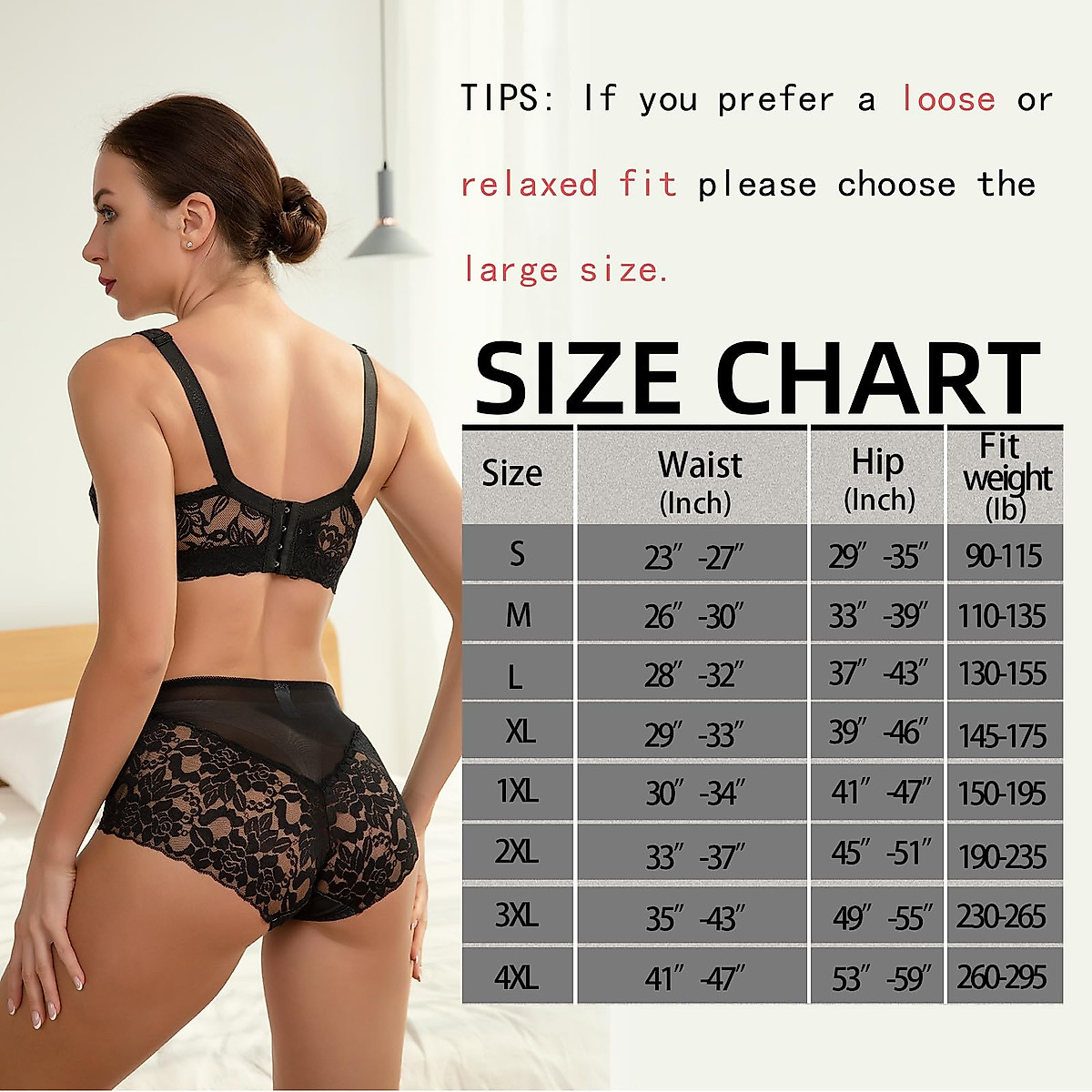 Cinvik Sexy Underwear for Women Plus Size Briefs Breathable Lace Panties Seamless High Waisted Cheekster Granny Panties 1XL