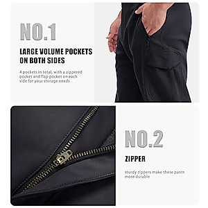 MAGCOMSEN Tactical Pants Men Waterproof Pants Camping Pants Hiking Pants Winter Pants Skiing Pants Snow Pants Black