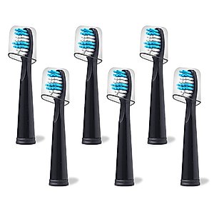 Replacement Toothbrush Heads Compatible with fairywill Electric Toothbrush, Model FW-507/FW-508/2011/959/917/551, D1/D3/D7/D8,W Shape Design Planted with Nylon Bristle (6 Pack - Black)