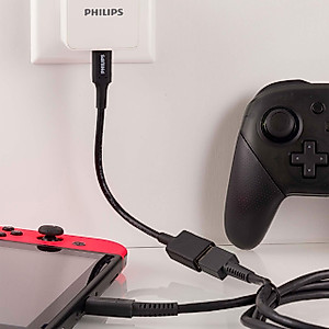 Philips 6 Inch USB-C to USB-A 3.1 Female Adapter, USB-A 3.0 Port, 5 Gbps Transfer Speed, 15W Charging, for iPhone 15/Pro/Max, Galaxy S23/S22/Ultra, Google Pixel, iPad Air/Pro, Black, SWU7113A/27