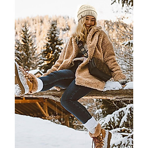 FURTALK Winter Beanie for Women Satin Lined Warm Knit Skull Slouch Beanie Hat (Beige-Satin Lining, One Size)