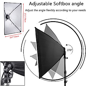 FOTOCREAT Softbox Photography Lighting Kit,19.7"X27.5" Professional Continuous Lighting System with 200W E27 Socket LED Bulbs and Remote,for Portrait Product Photo Studio Photography