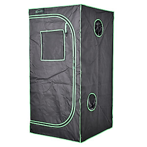 Green Hut Grow Tent 32"x32"x63", High Reflective Mylar Dark Room with Observation Window, Removable Floor Tray and Tool Bag for Indoor Plant Growing 3'X3'