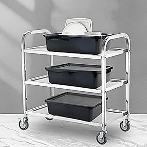 Hommp 3-Pack Commercial Bus Box, 13 L Black Plastic Bus Tub with Lid