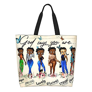 Tazlibno Tote Bag For Women African American Tote Bag Shoulder Handbag Black Queen Women Casual Shoulder Bag ，Premium Quality