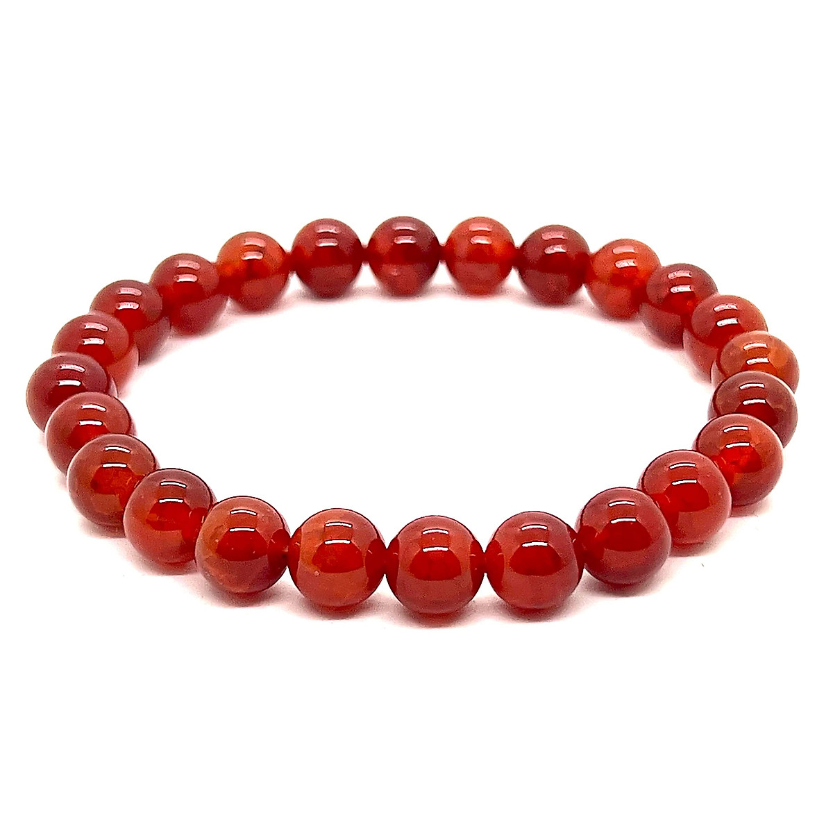 Red Dragon Vein Fire Agate Stretch Bracelet | Root Chakra | Aries Birthstone