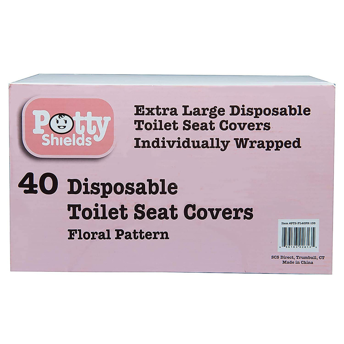 Potty Shields Toilet Seat Covers Disposable (40 Pack, Floral) - XL Waterproof Toilet Cover for Toddlers, Kids & Adults - Portable & Individually Wrapped for Travel, Potty Training & Public Restrooms
