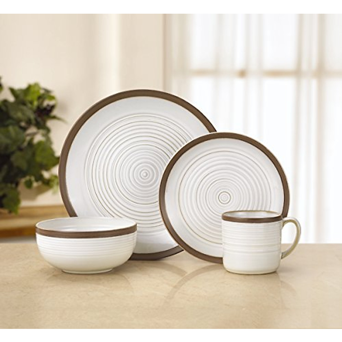 Pfaltzgraff Carmen Brown 16-Piece Stoneware Dinnerware Set, Service for 4 -