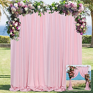 Pink Backdrop Curtain for Parties Rod Pocket Pink Curtains Photography Backdrop Drapes Privacy Fabric Decoration for Birthday Party Wedding Baby Shower Home Decor, 5ft x 10ft, 2 Panels