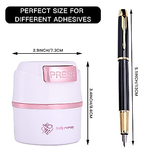 Pretty memory Lash Glue Holder Eyelash Extension Glue Storage Container Sealed Adhesive Jar Stand Tank Sealed for Women, Lash Tech Supplies Must Haves (White - Pink)