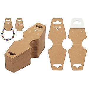 joycraft 100Pcs Bracelet Display Cards, 4.7x1.7 inch Self Adhesive Necklace Display Cards, Brown Jewelry Holder Cards, Sturdy Hanging Jewelry Cards for Earring, Bracelet, Necklaces, Scrunchies