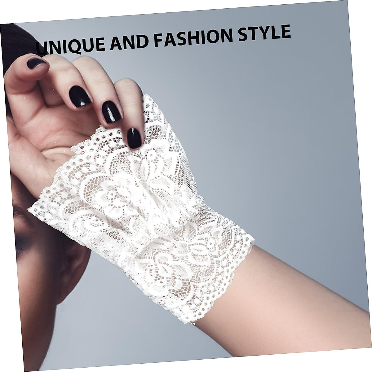 Beaupretty 1 Pair Lace Trim Manicure Gloves Nail Art Decoration Lace Hand Cuff Elastic Wrist Cuffs Fingerless Wrist Cuffs Emptiness Fake Sleeves Bracelet Wrist Cover