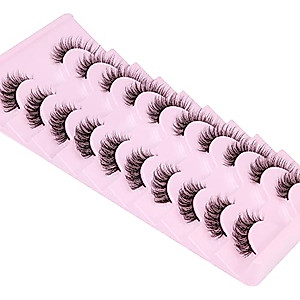 Half Lashes Natural Look Wispy 3D Cat Eye Lashes Fluffy Accent Corner False Eyelashes 12MM Half Eyelashes Mink Fake Eyelashes 10 Pairs Lightweight 3/4 Eyelashes Pack