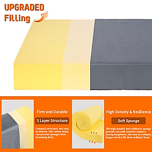 Detiblue Bench Cushion - Outdoor Patio Porch Swing Cushion, Indoor Bay Window Seat Furniture Cushion, Non-Slip, Waterproof, 45x16x3, Leathaire Light Black