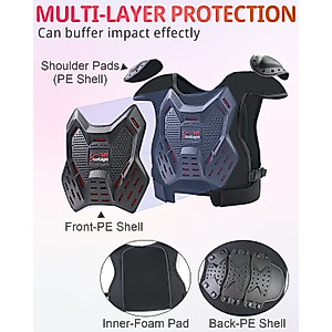Kids Dirt Bike Gear - StarknightMT Youth Motorcycle Riding Protective Gear ATV Chest Protector Motocross Armor Suit for Boys Girls Mountain Biking Cycling, Black