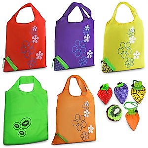 5 Pcs Cute Reusable Grocery Bags in Pouch - Fruit Shaped Reusable Bags With Handles Reusable Shopping Bags Foldable Fruit Tote Bag Washable Grocery Bags - Foldable Reusable Shopping Bag Folding Bags