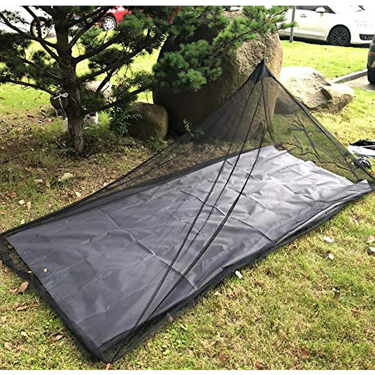 Aventik No-See-Um Camping Mosquito Net Bed Compact and Ultra-Light for Travel，Finest Holes Mesh 2000 Noseeum Netting for Camping and Hiking, Without Sleeping Mat (Single Brown Color, M)