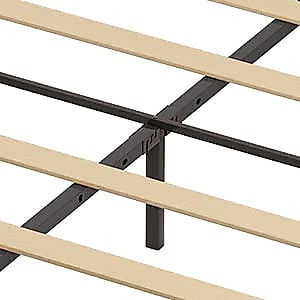 ijuicy Cal King Bed Frame with Storage Drawers.Upholstered Platform Bed Without Headboard,Wood Slat Support,Footboard with Drawer.No Box Spring Needed/Easy Assembly(Cal King,Beige)