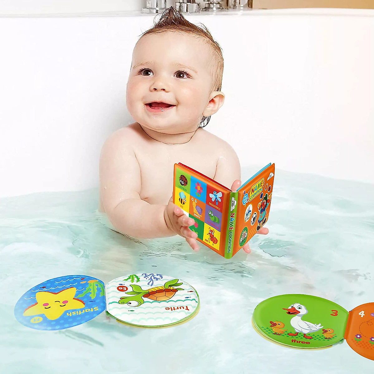 Baby Bath Toys, Nontoxic Bath Books for Babies Bath Time, Bathtub Toys for Toddlers 6 to 12 18 Months, Soft Educational Bath Toys for 1-3 Year Old Girls Boys(Pack of 3)