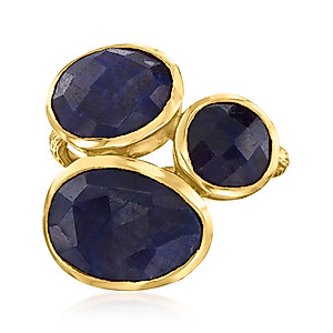 Ross-Simons 11.70 ct. t.w. Sapphire Ring in 18kt Gold Over Sterling. Size 8