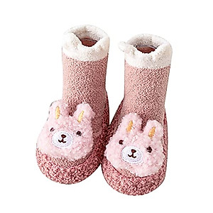 Lykmera Infant Toddler Shoes Boys Girls Socks Shoes Soft Sole Slip On Shoes Cute Animal Decoration Toddler Shoes Boots (Pink, 6-12 Months)