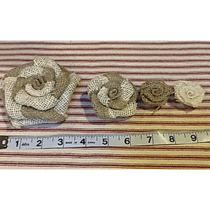 Set of Four Burlap Flowers Natural and Ivory 3" 2" 1" Wedding Cake Topper Wreath Centerpiece Rustic Decor Outdoor Table