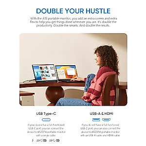 ARZOPA Portable Monitor Kickstand, 14.0" Ultra Slim Portable Laptop Monitor FHD 1080P External Display with Dual Speakers Second Screen for Laptop PC Phone Xbox PS4/5 Switch-A1S