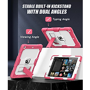 OKP Case for iPad 9th/ 8th/ 7th Generation (2021/2020/2019), Heavy Duty 10.2 inch iPad Shockproof Rugged Protective Cover with Built-in Stand, iPad 9 8 7 Gen Cases for Kids Girls Boys, Pink+White